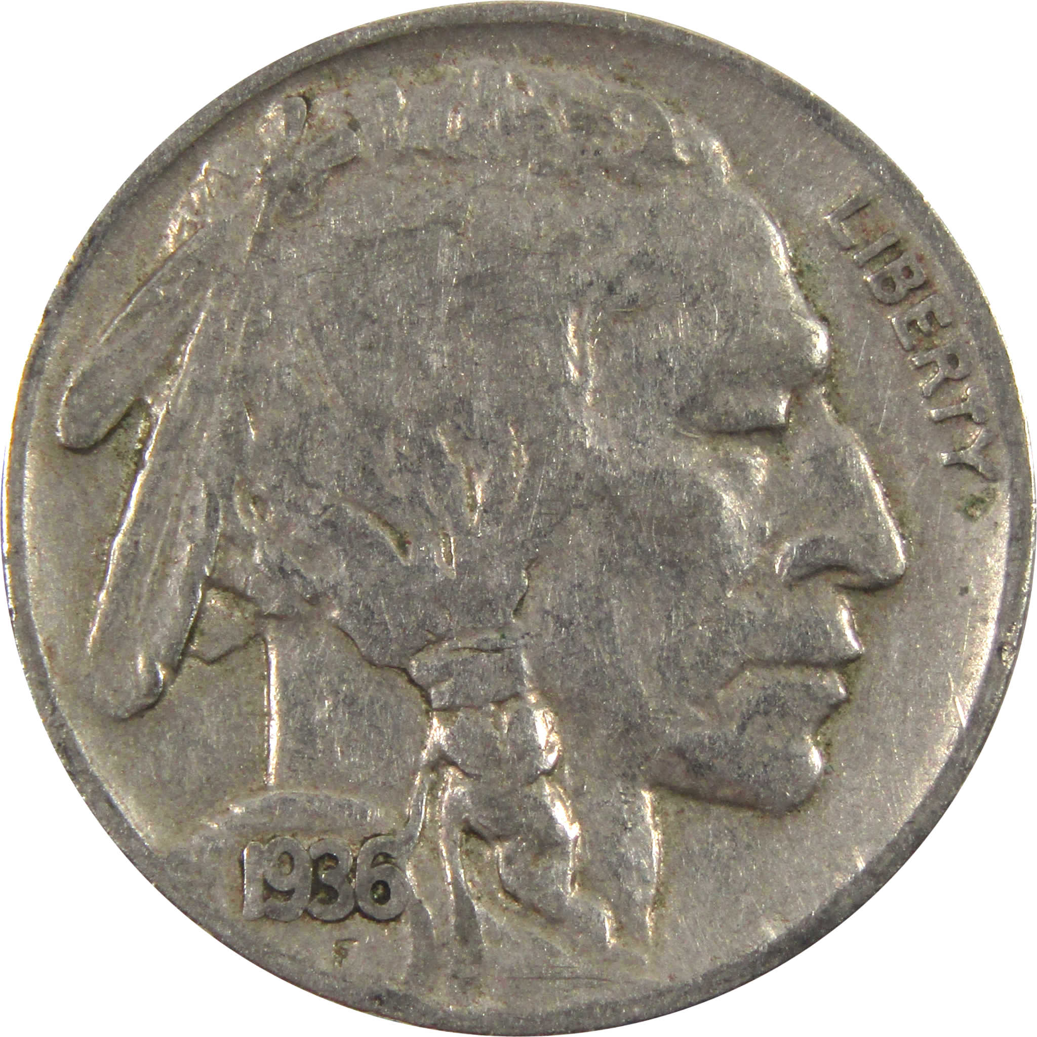1936 Indian Head Buffalo Nickel F Fine 5c Coin