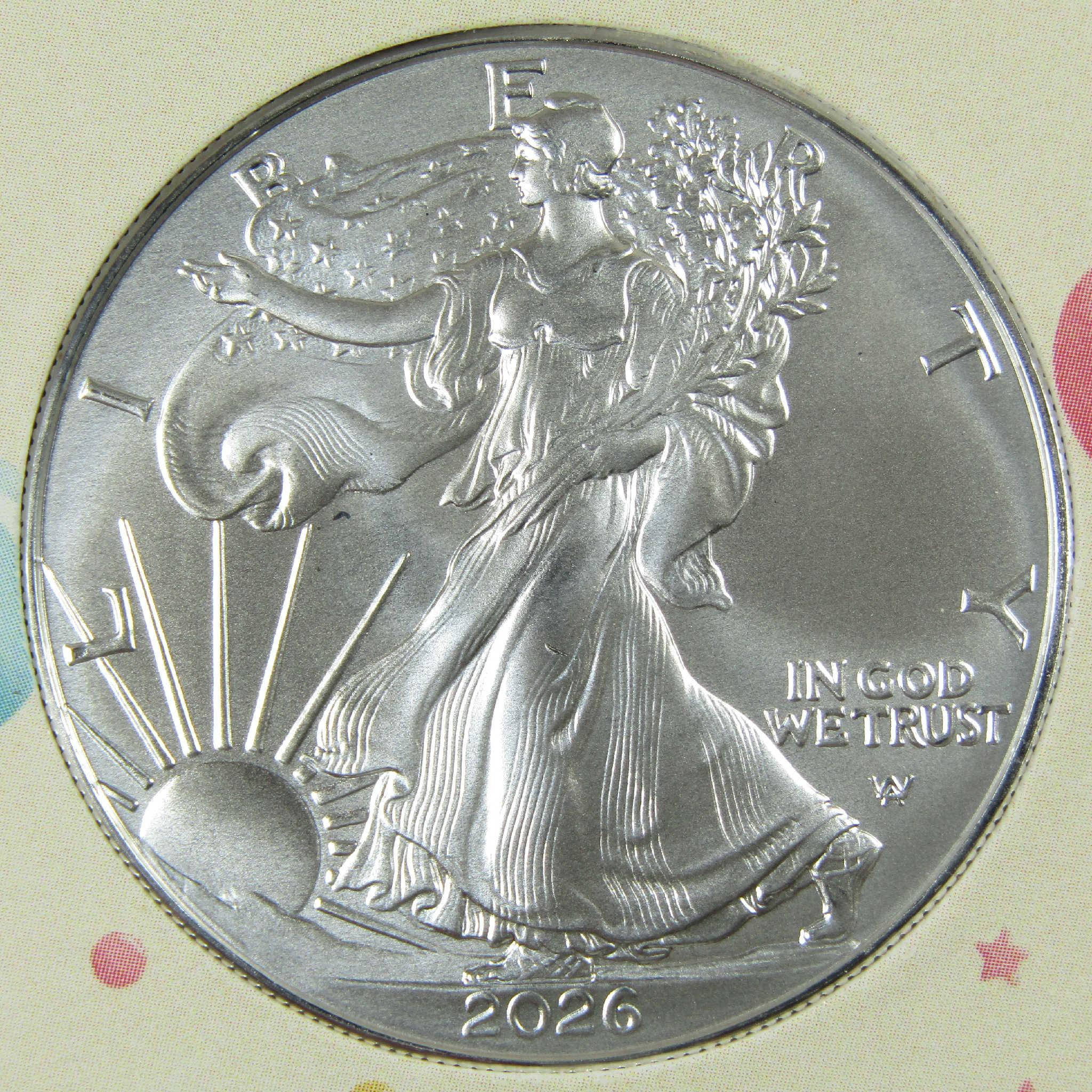 2026 American Silver Eagle Uncirculated Coin with Welcome Baby Holder
