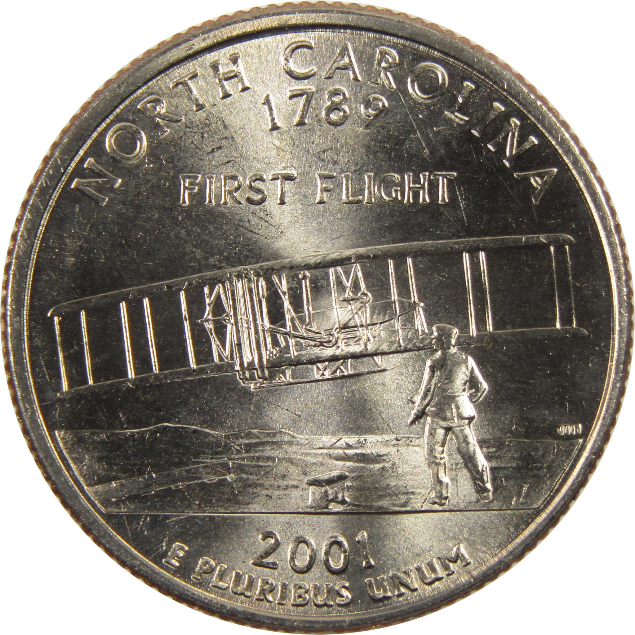 2001 P North Carolina State Quarter BU Uncirculated Clad 25c Coin