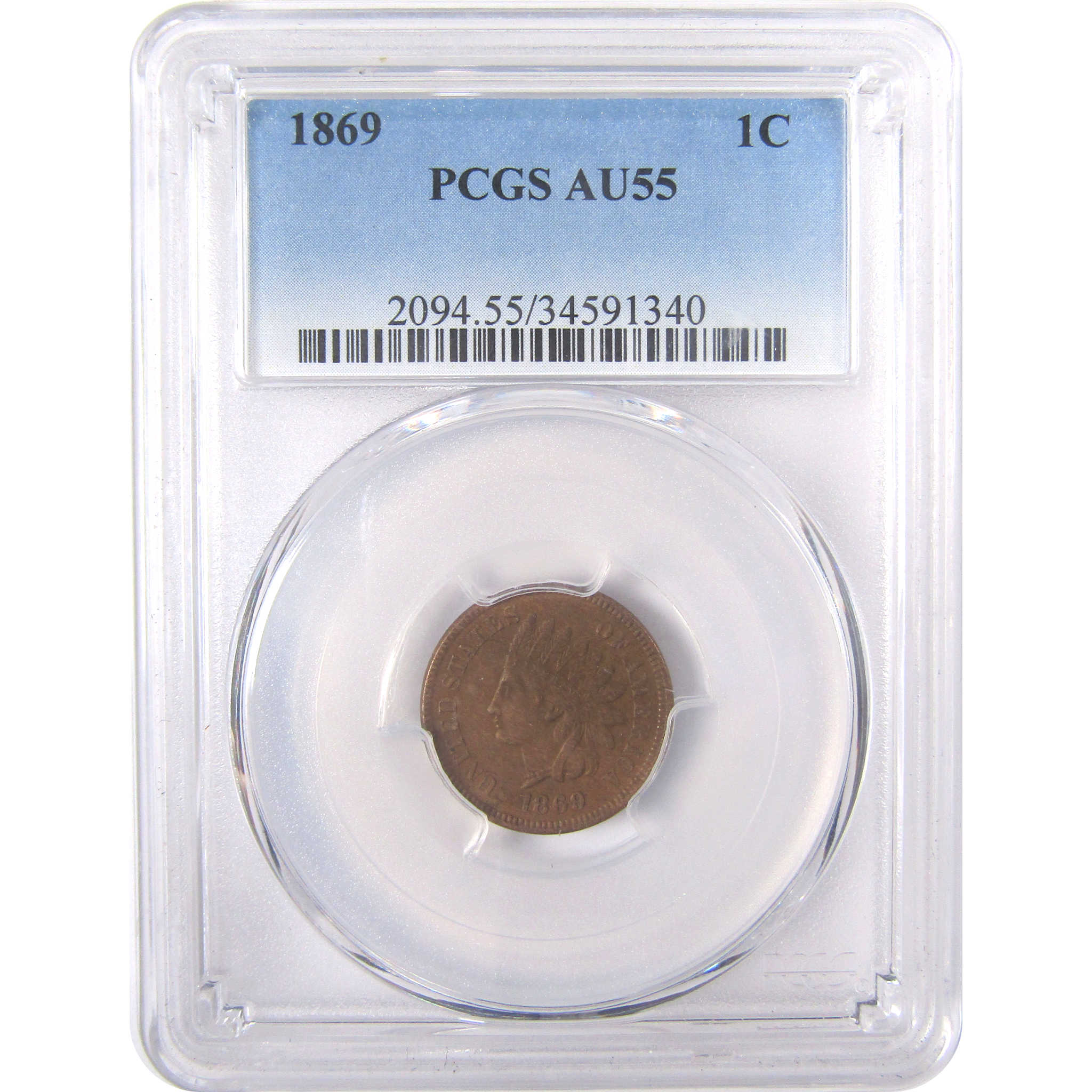 1869 Indian Head Cent AU 55 PCGS Penny 1c Coin SKU:I17382