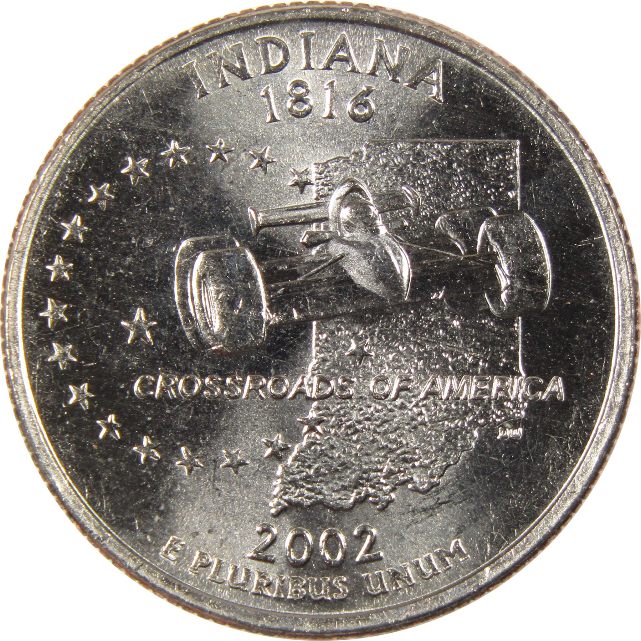 2002 D Indiana State Quarter BU Uncirculated Clad 25c Coin