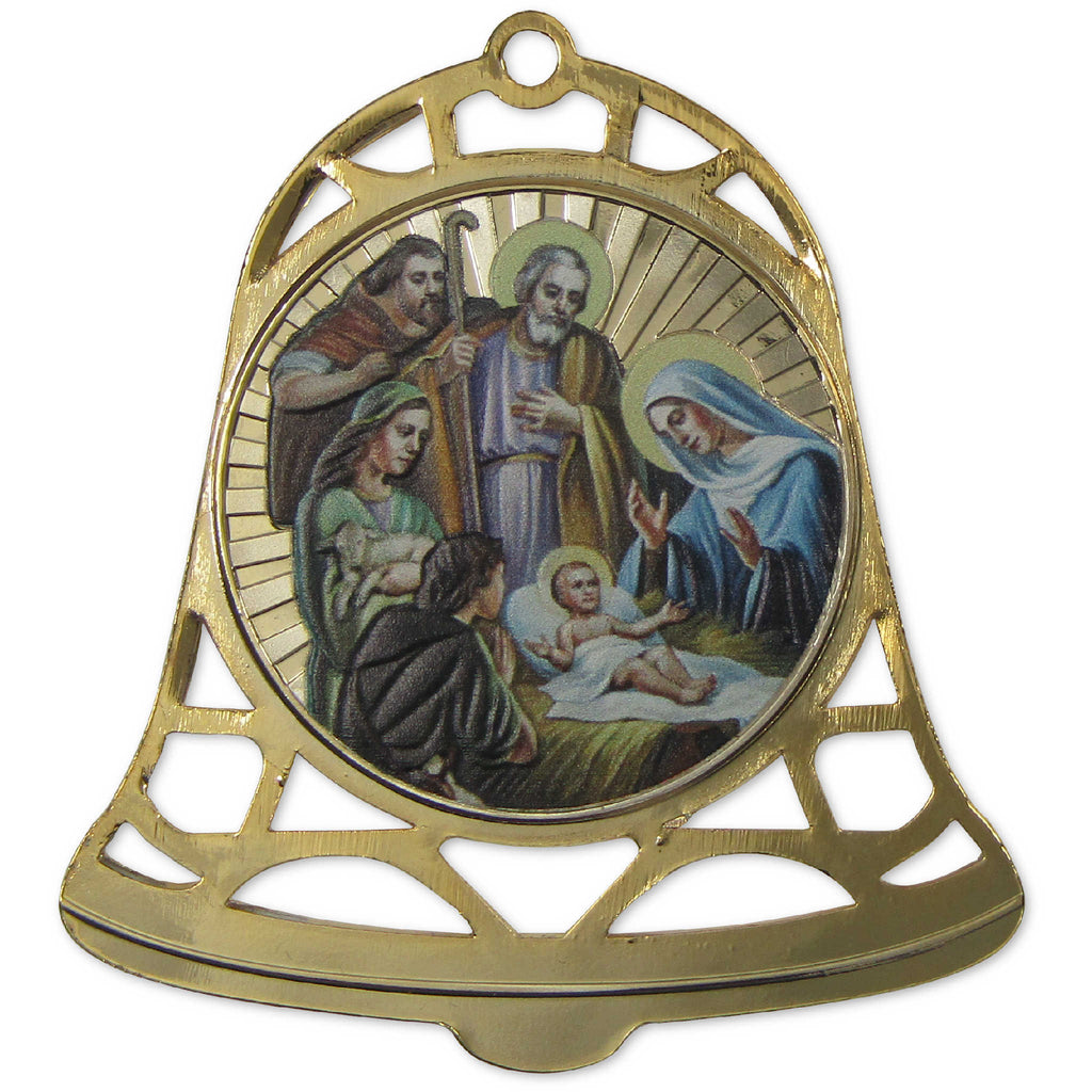 Gold-Plated Nativity Bell Ornament Littleton Coin Company