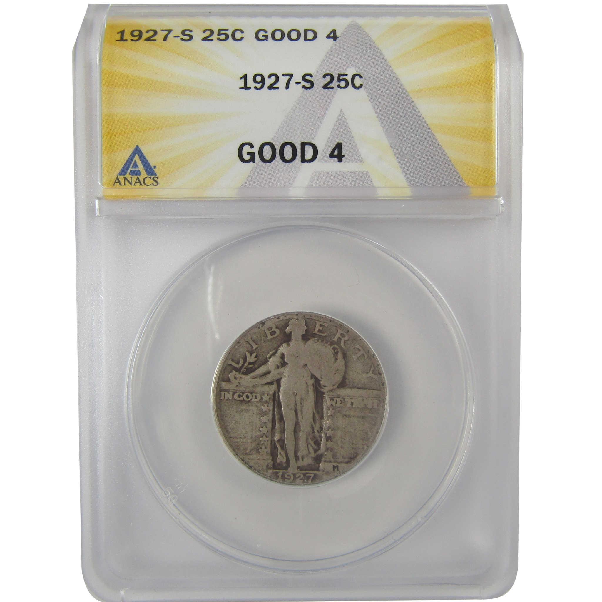 1927 S Standing Liberty Quarter G 4 ANACS Silver 25c Coin SKU:I21990