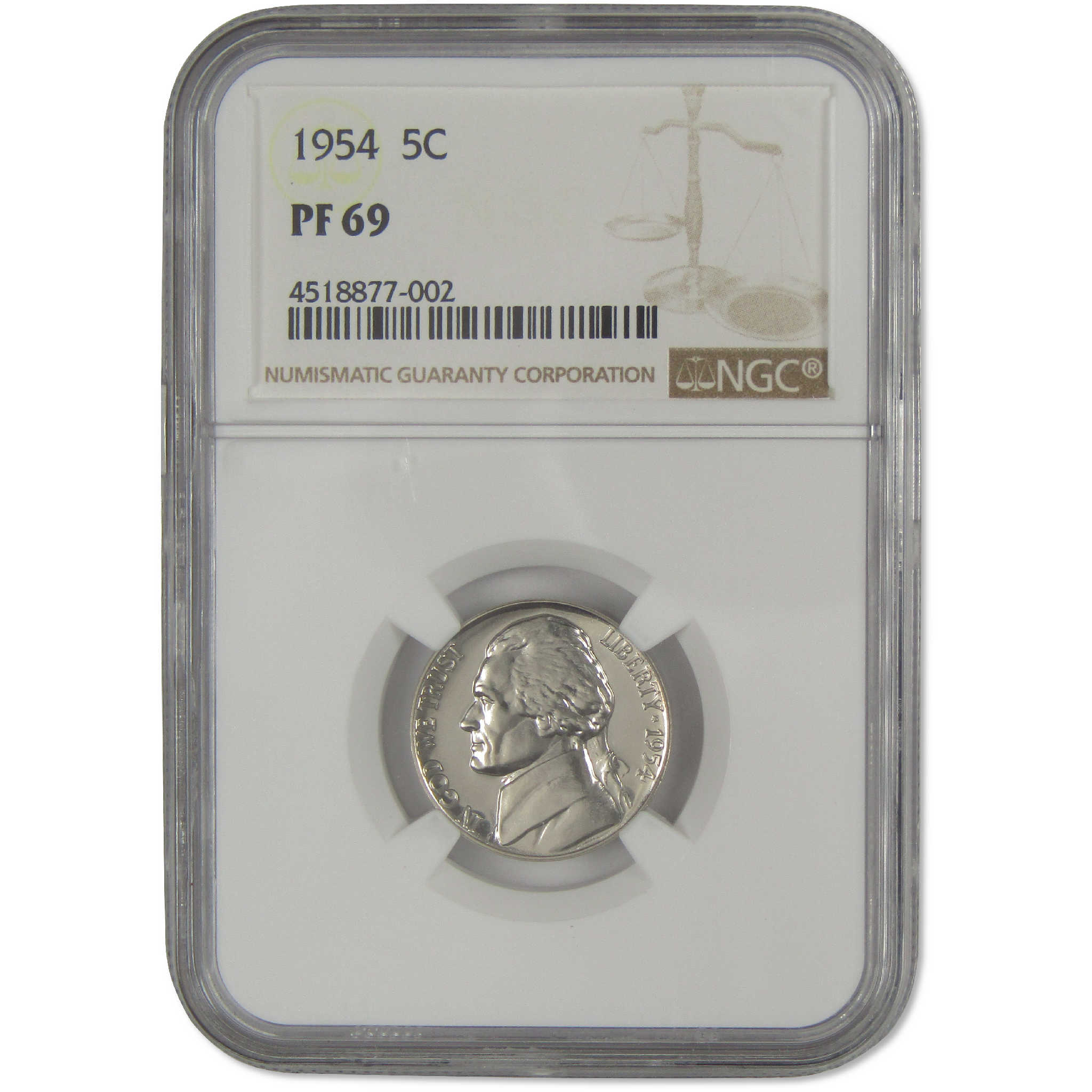 1954 Jefferson Nickel PF 69 NGC Proof 5c Coin