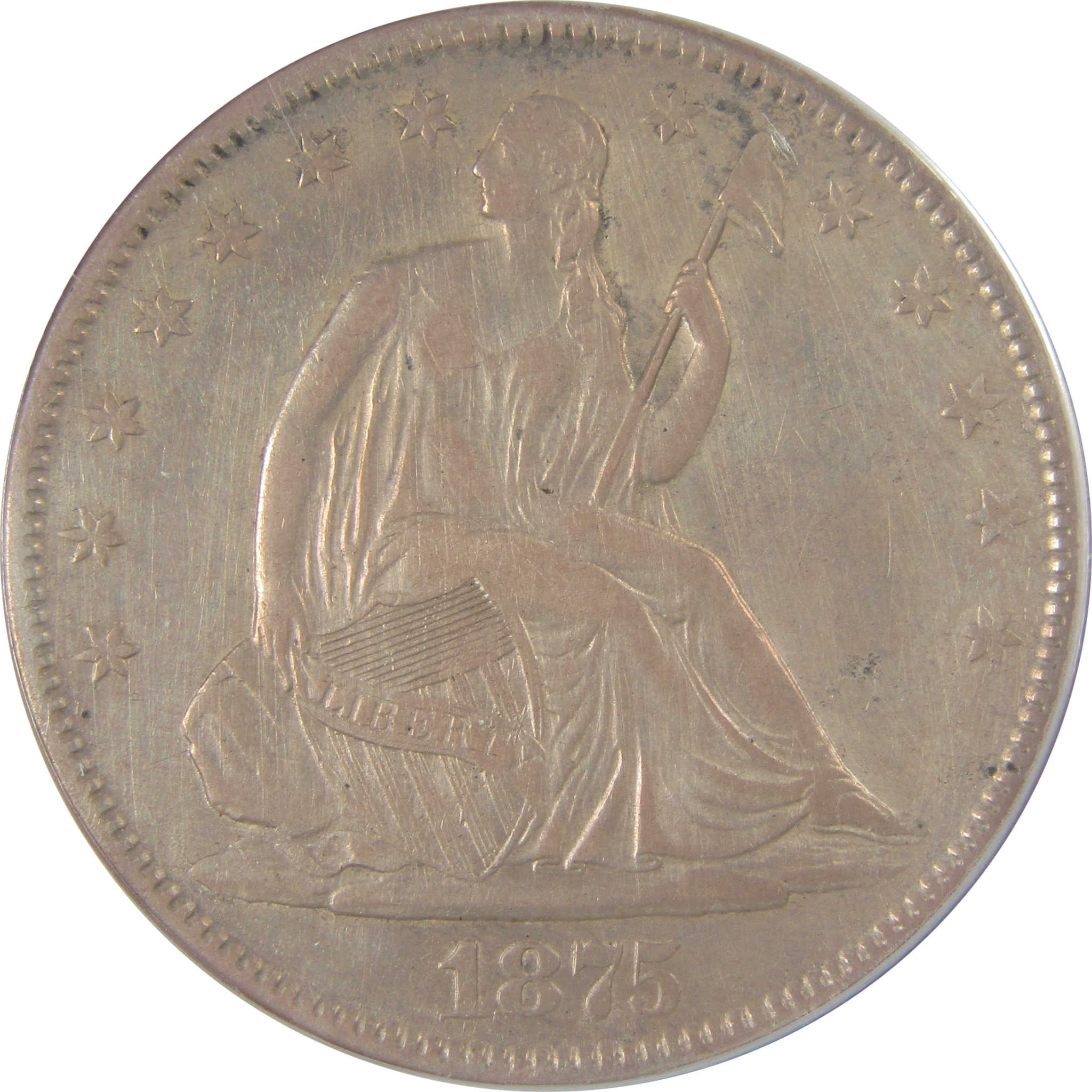 1875 S Seated Liberty Half Dollar VF 35 Details ANACS SKU:CPC1148