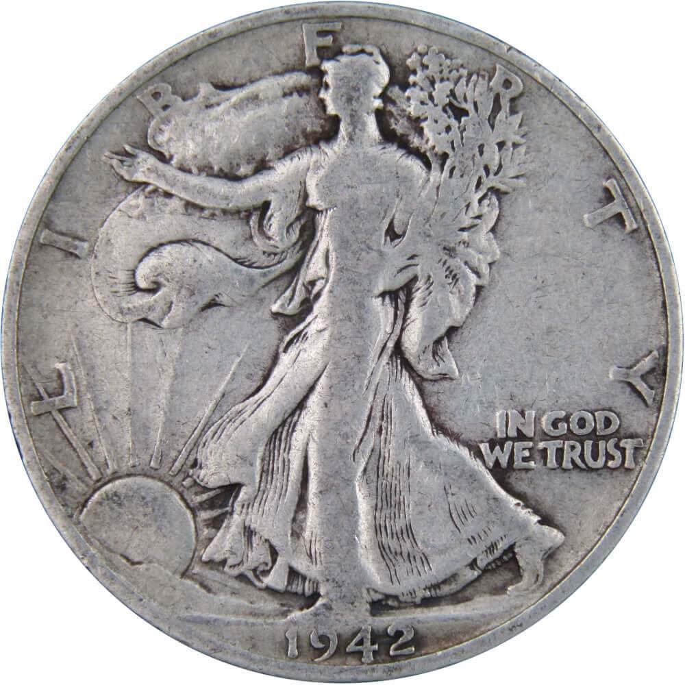 1942 S Liberty Walking Half Dollar Circulated Silver 50c Coin