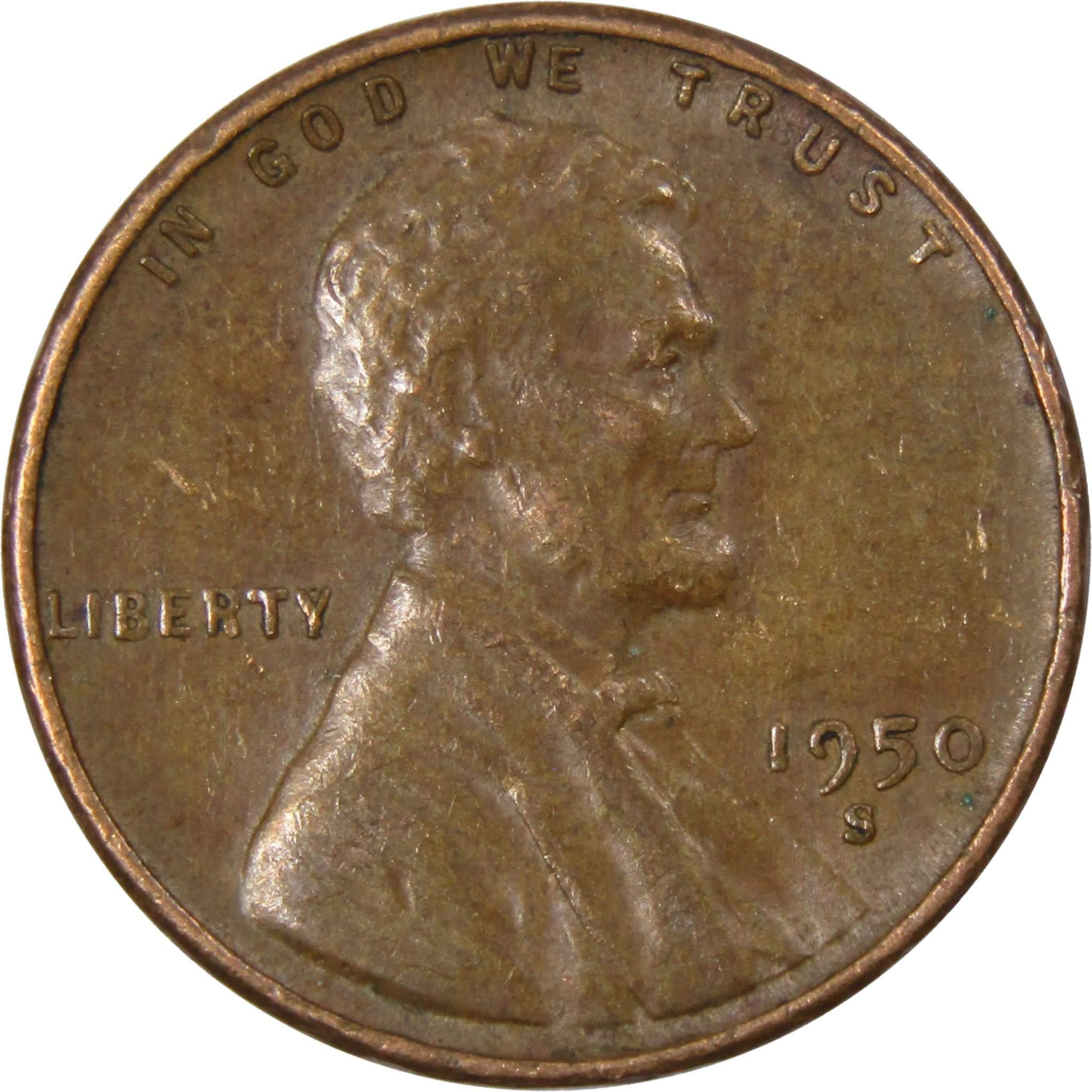 1950 S Lincoln Wheat Cent AG About Good Bronze Penny 1c Coin Collectible