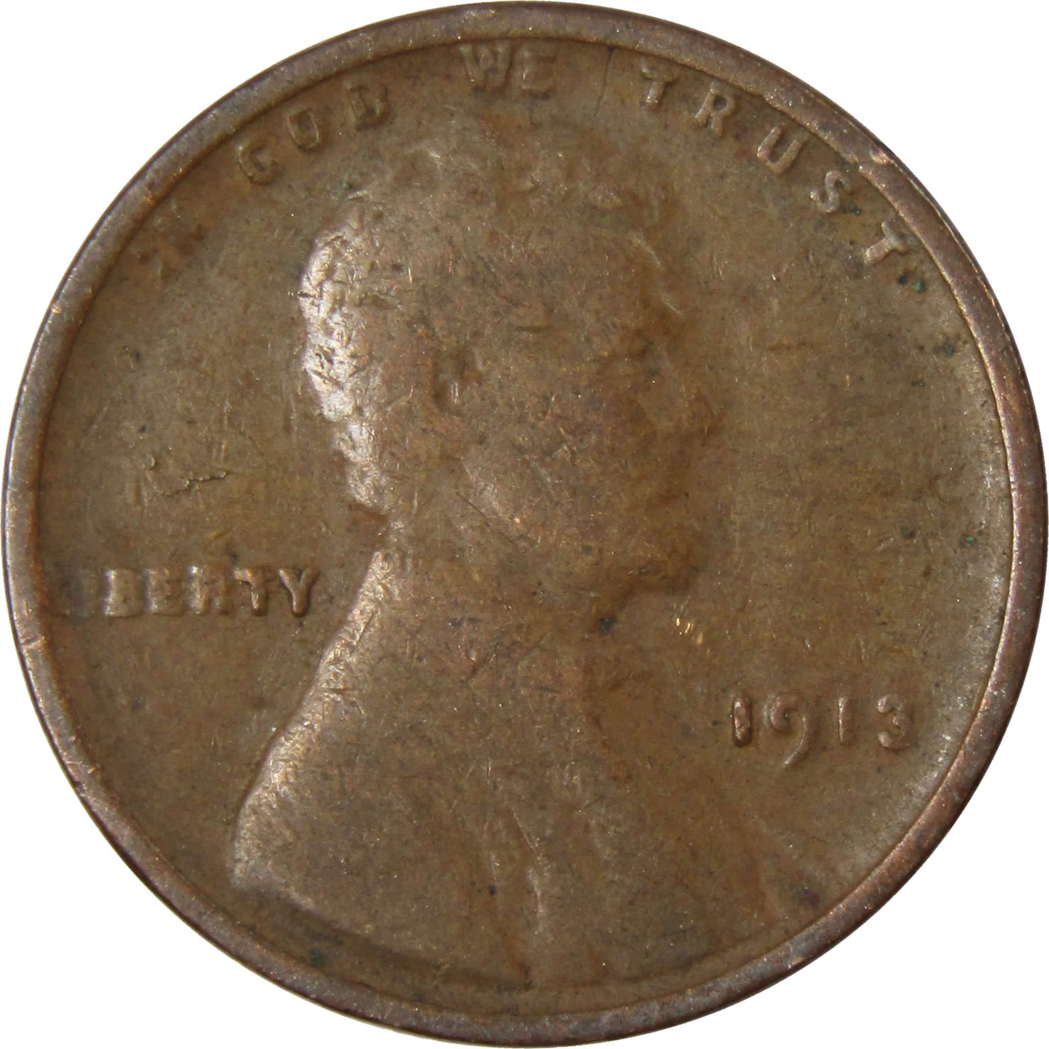 1913 Lincoln Wheat Cent AG About Good Bronze Penny 1c Coin Collectible