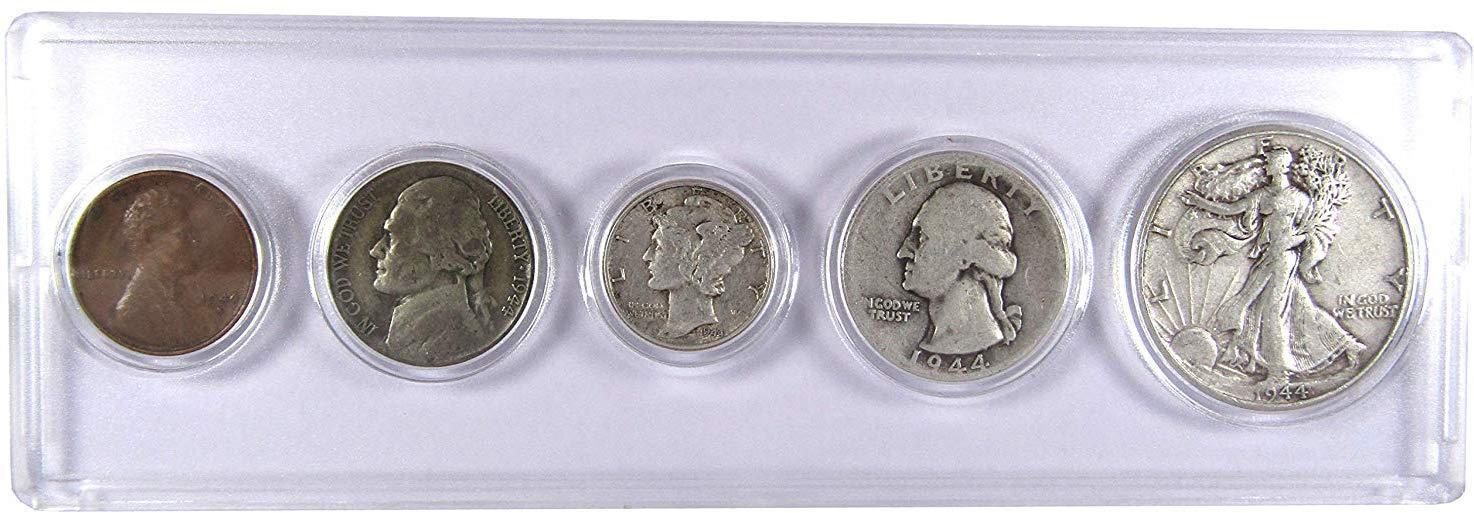 1944 Year Set 5 Coins in Circulated or Better Condition Collectible