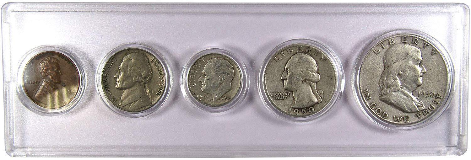 1950 Year Set 5 Coins in Circulated or Better Condition Collectible