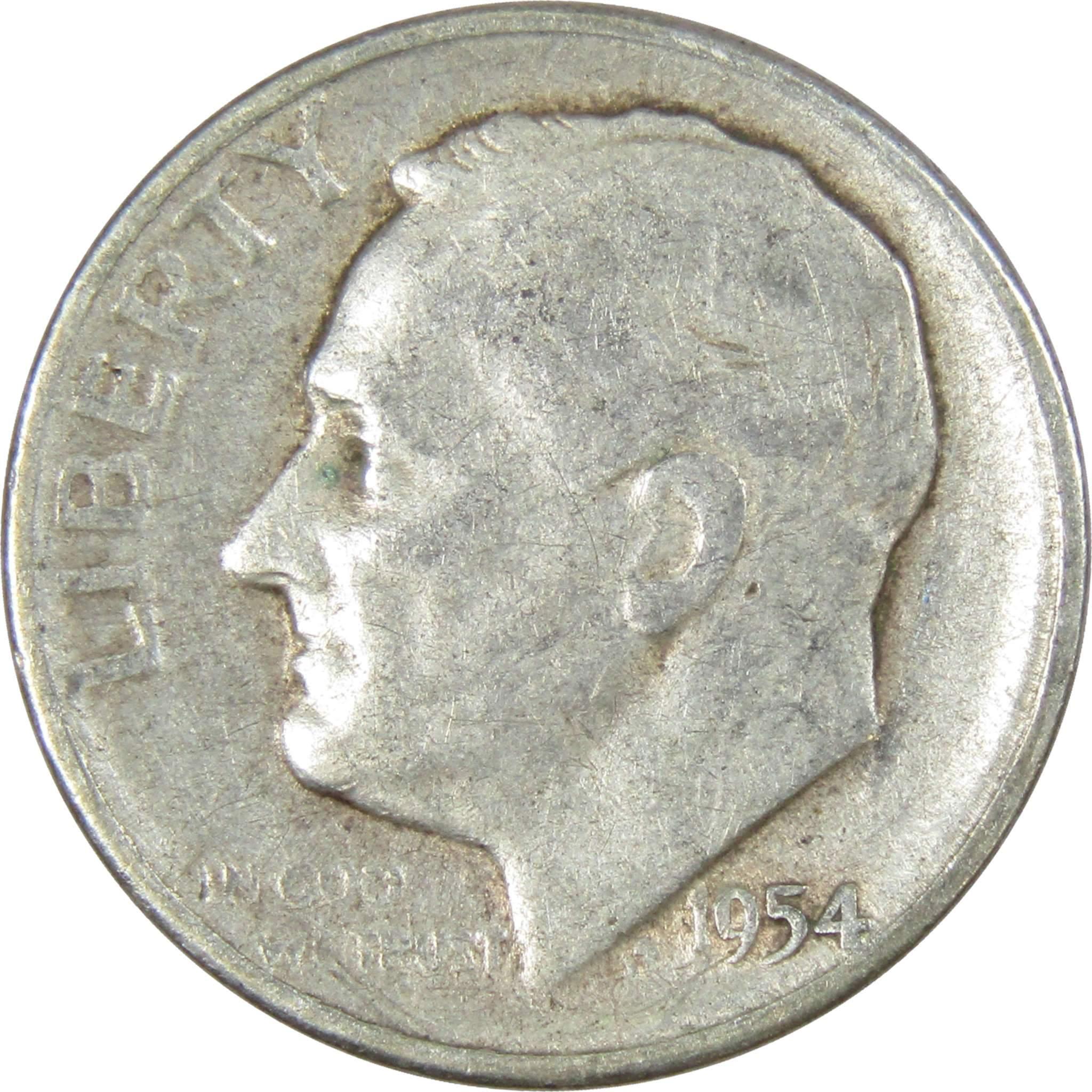 1954 S Roosevelt Dime AG About Good 90% Silver 10c US Coin Collectible